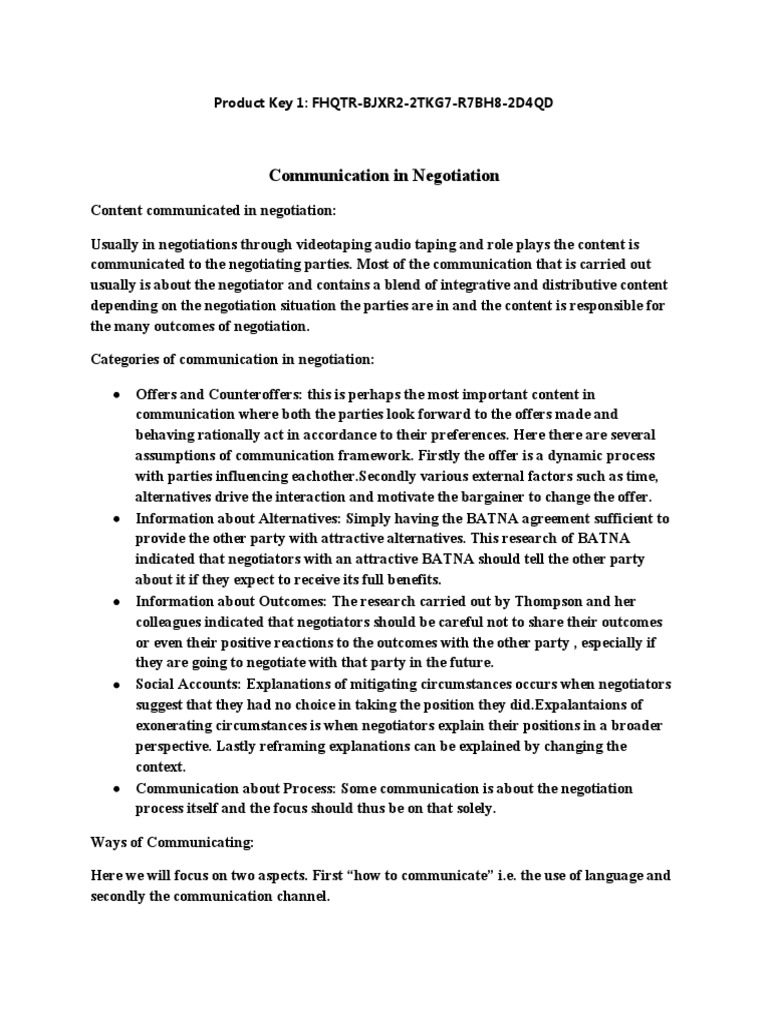 Communication in Negotiation | PDF | Negotiation | Communication