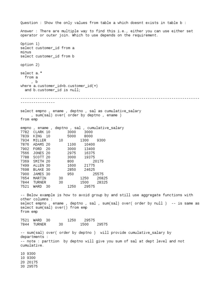 SQL - Examples - FB Interview | PDF | Data Management | Teaching ...