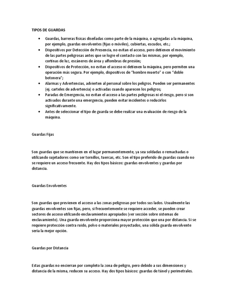 Tipos de Guardas | Descargar gratis PDF | Máquinas | Ingeniería mecánica