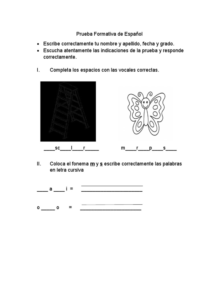 Practica de Español para Kinder | PDF