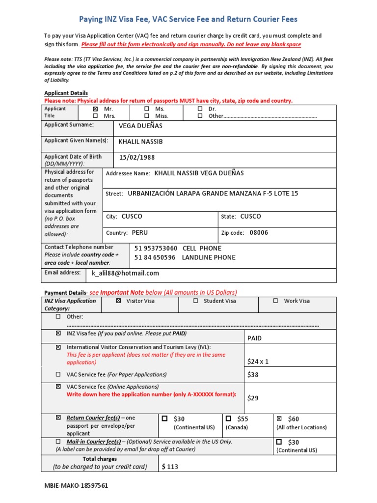 VAC Authorization Form July 2019 Con Ñ PDF | PDF | Visa Inc. | Credit Card