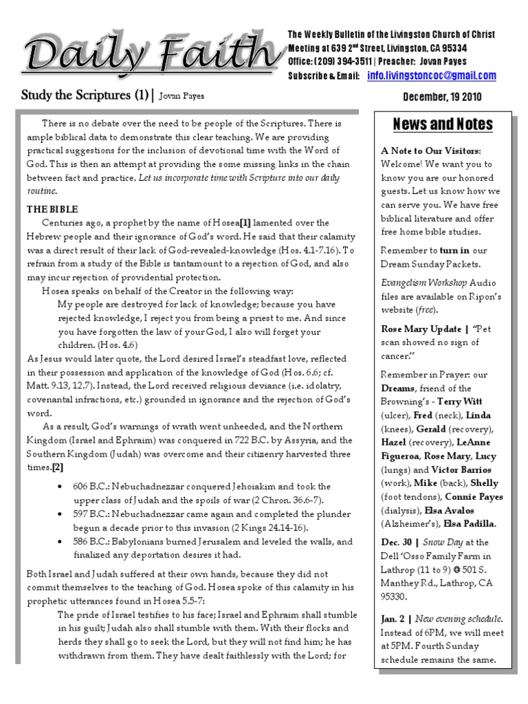 Daily Faith (121910) : Study The Scriptures | PDF | Bible | Religious Texts