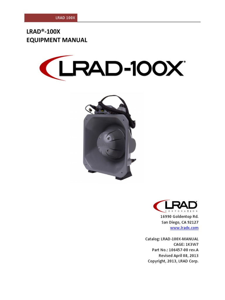 User Manual, Lrad-100x PDF | PDF | Battery Charger | Microphone