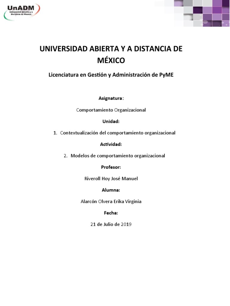 Gcor U1 A2 Erao | PDF | Comportamiento organizacional | Comportamiento