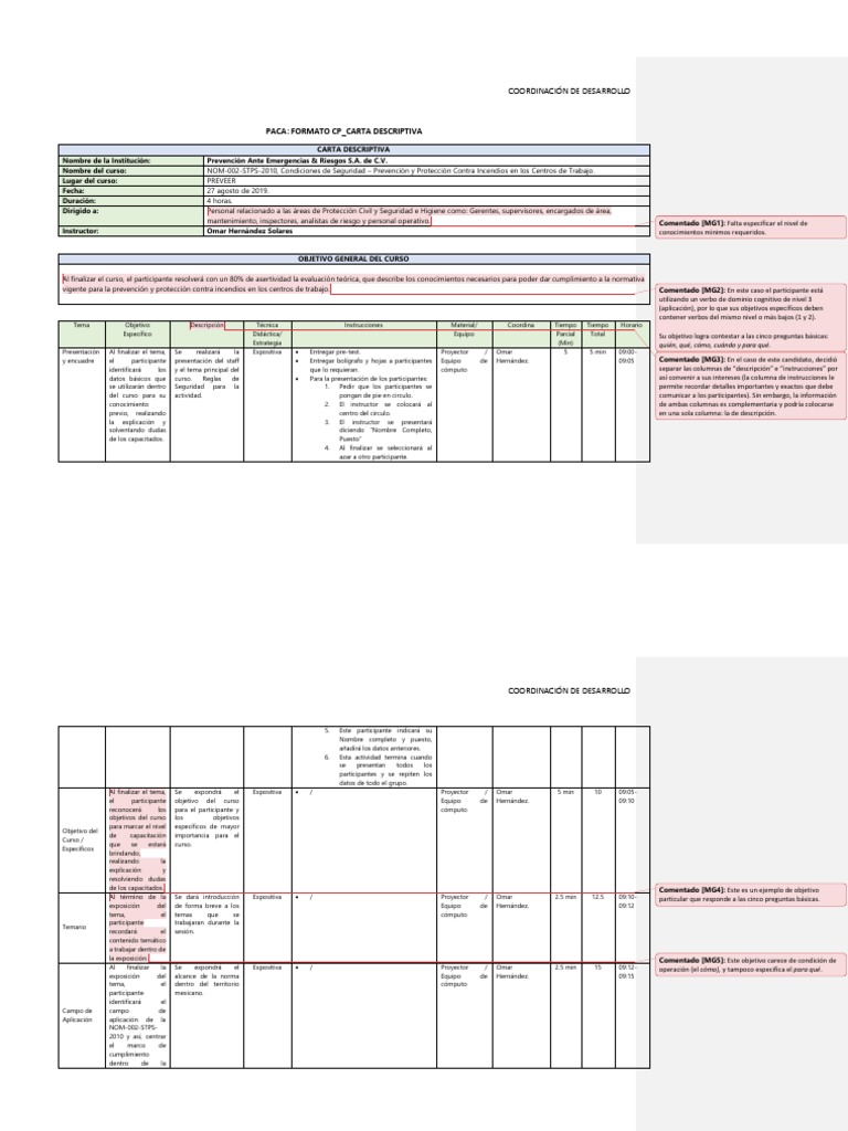 Ejemplo de Carta Descriptiva | PDF | Evaluación