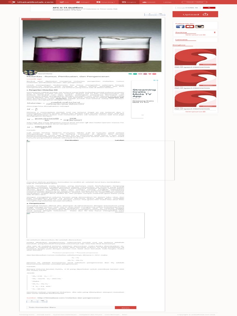 Molaritas - Rumus, Pembuatan, Dan Pengenceran | PDF