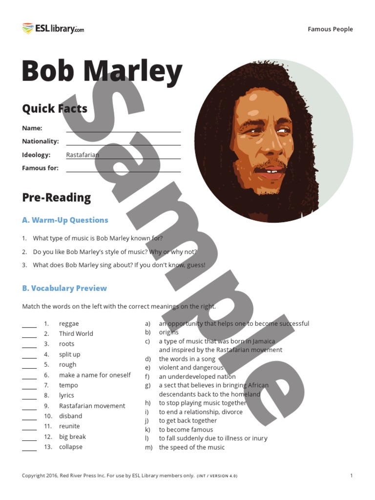 Famous-People Sample ESLlibrary | PDF | Bob Marley | Reggae