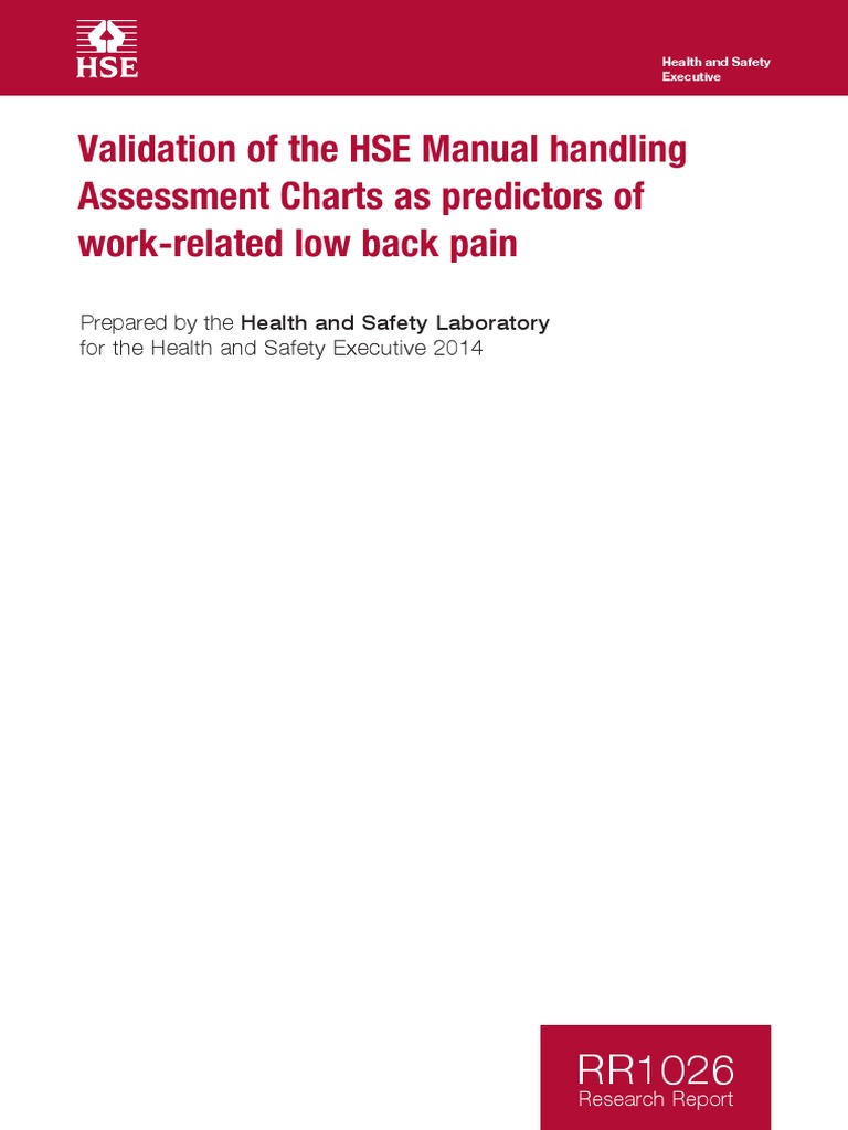 Validation of The HSE Manual Handling Assessment Charts As Predictors ...