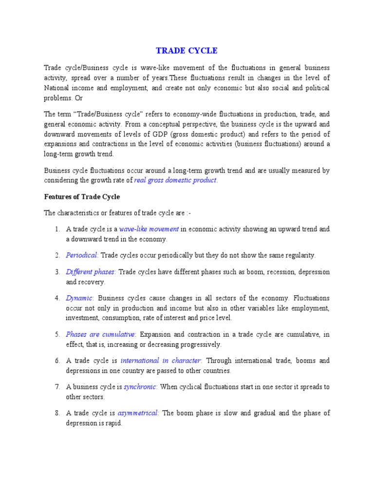 Features of Trade Cycle | PDF