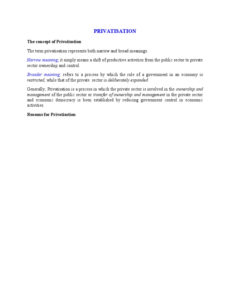 Privatisation: Concepts and Benefits | PDF | Privatization | Economies