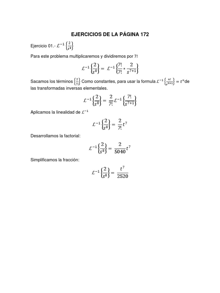 Ejercicios de transformada inversa | PDF | Fracción (Matemáticas ...