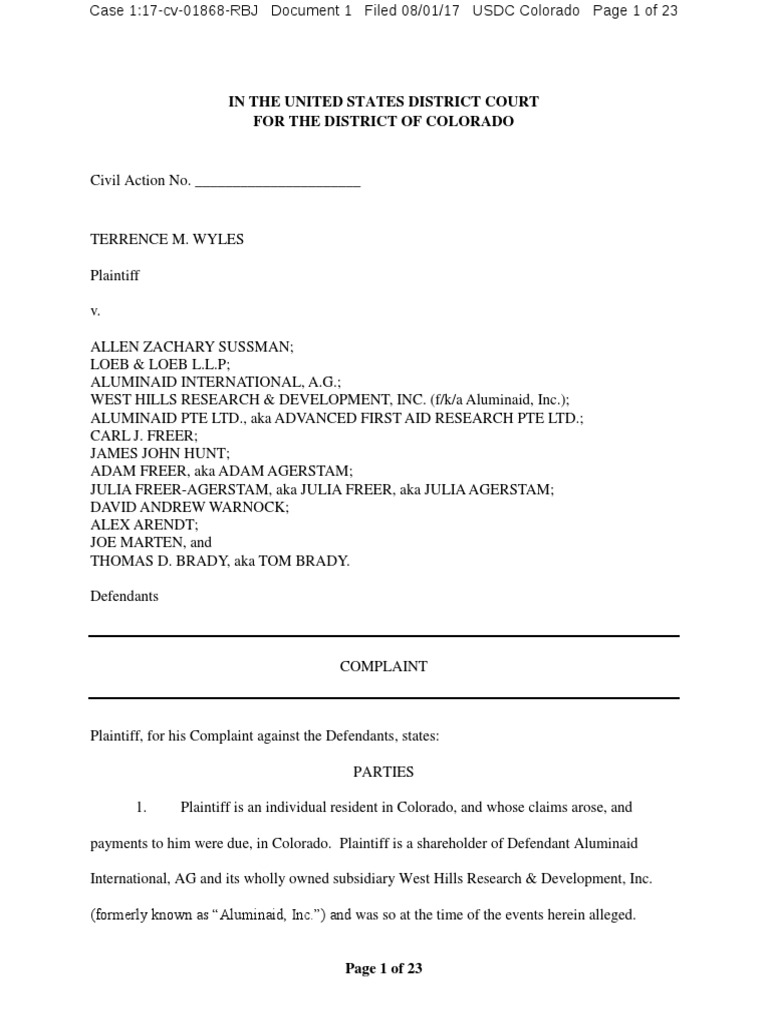 Wyles Complaint | PDF | Intentional Infliction Of Emotional Distress | Lawsuit