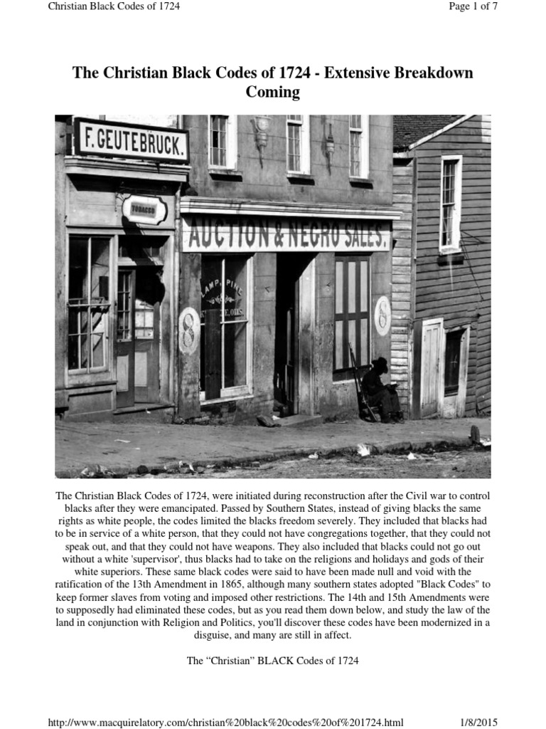 Christian Black Codes of 1724 | PDF | Fine (Penalty) | Slavery