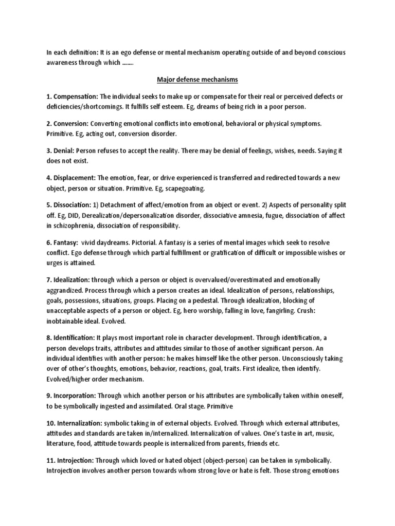 Defense Mechanisms | PDF | Defence Mechanisms | Id