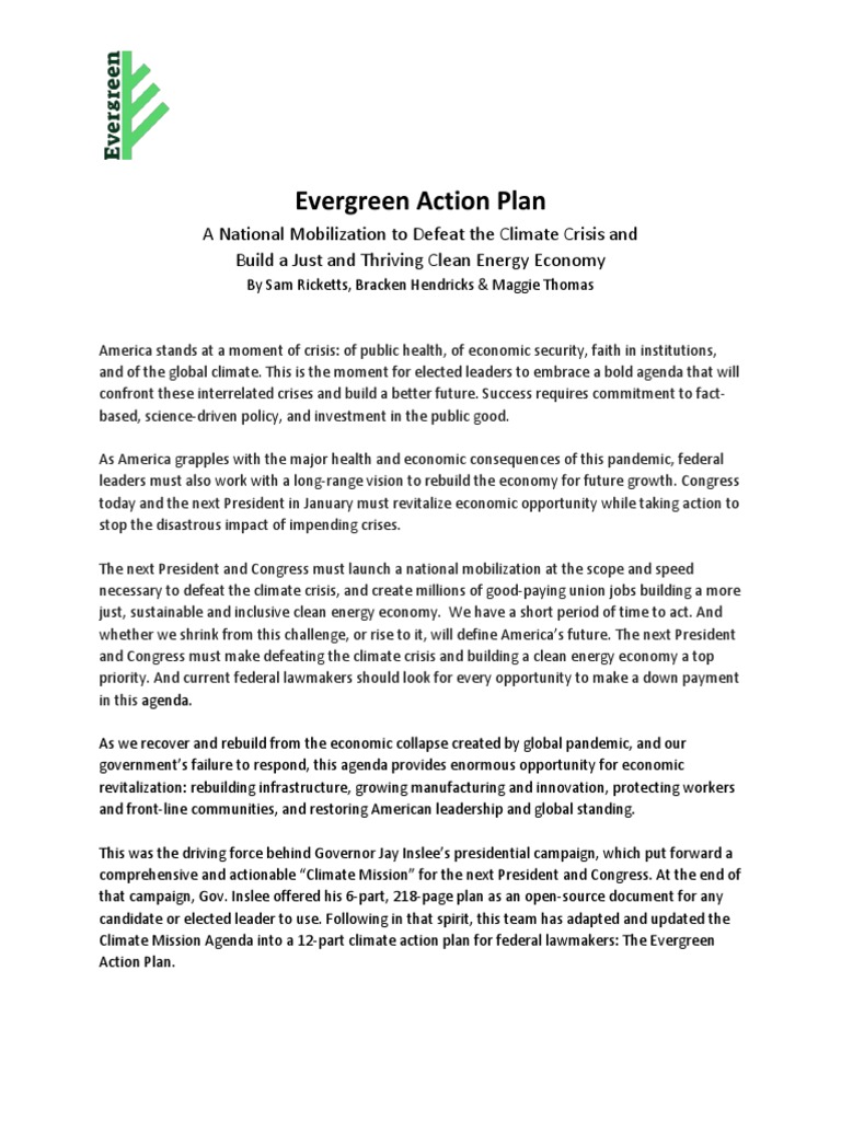 Evergreen Action Plan | PDF | Renewable Energy | Sustainable Energy