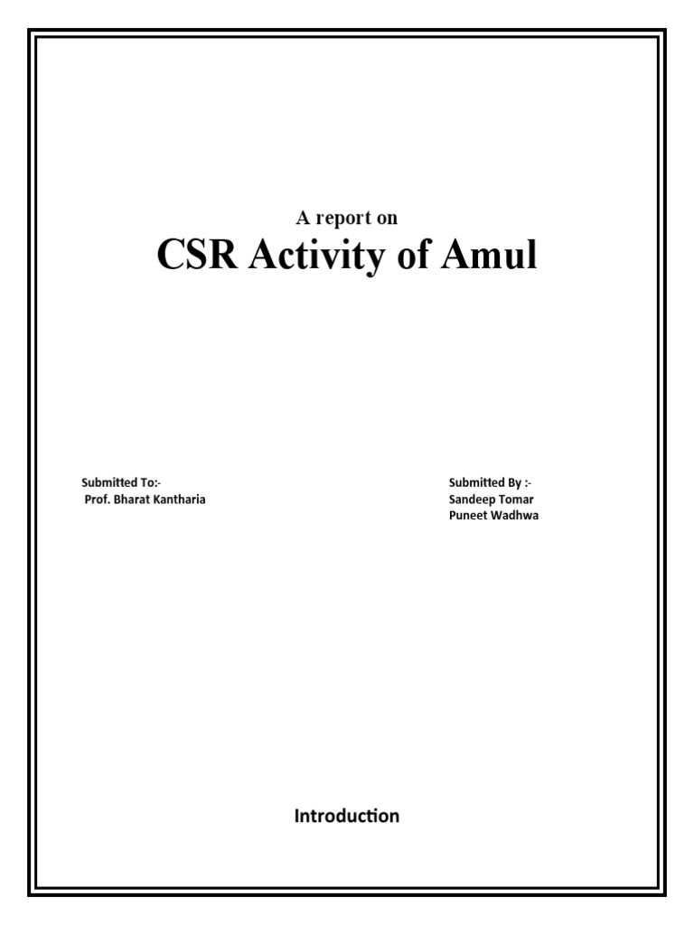 Amul's CSR Initiatives and Impact | PDF | Cooperative | Economies
