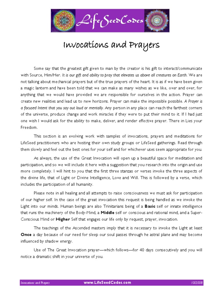 Invocations and Prayers | PDF | Chakra | Prayer