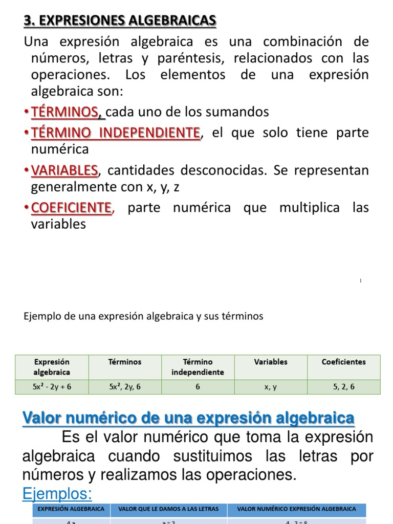 Clase 4 - Expresiones Algebraicas PDF | PDF | Álgebra abstracta ...