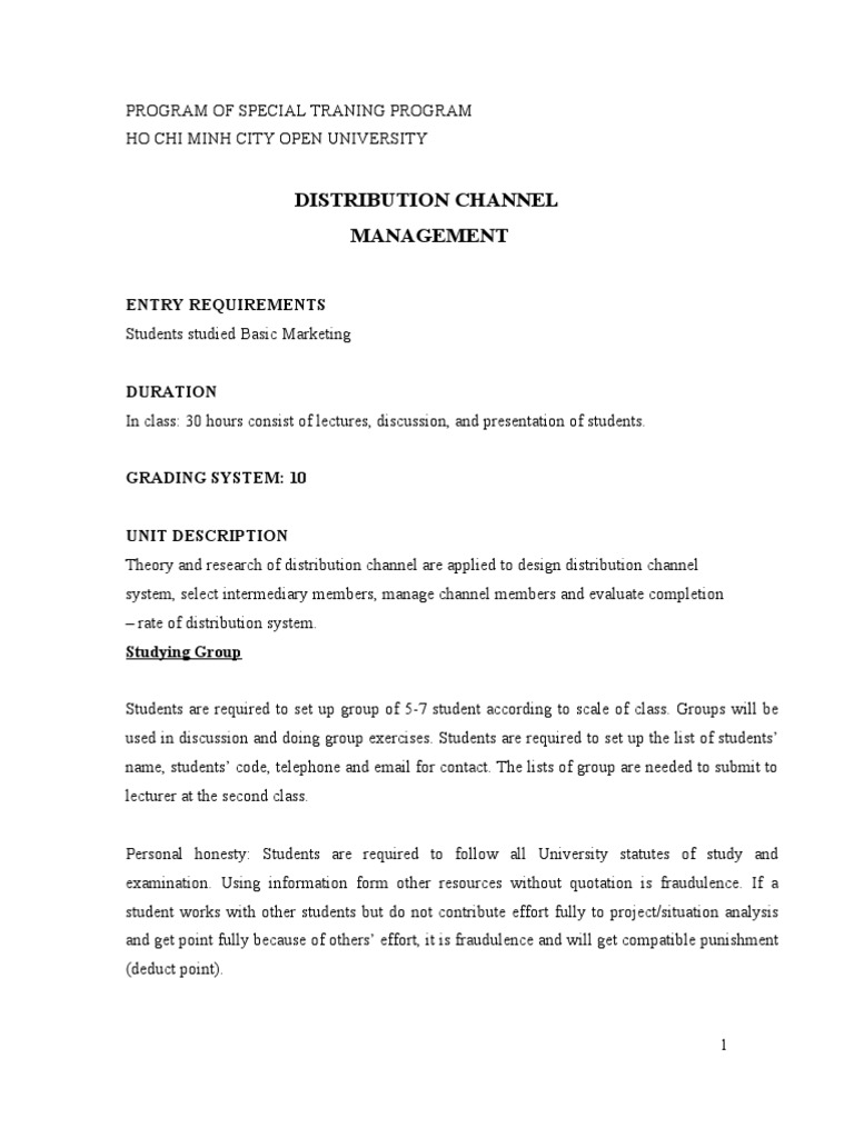 Distribution Channel Management | PDF | Test (Assessment) | Design