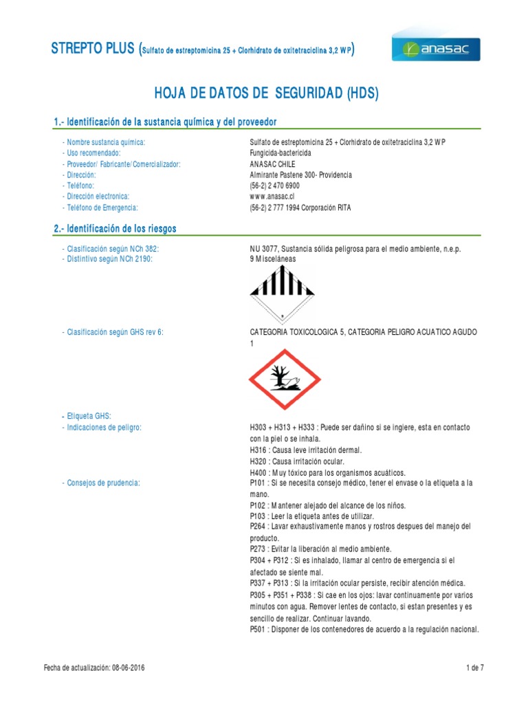 HDS Strepto Plus | PDF | Combustión | Ácido clorhídrico