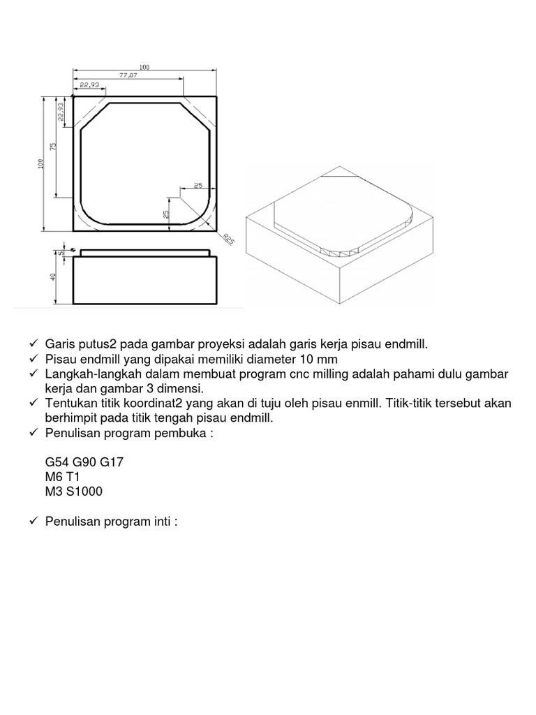 Tutorial 2 Pembuatan Program CNC Milling by Kartika Lesmana, S.PD, M.KKK | PDF