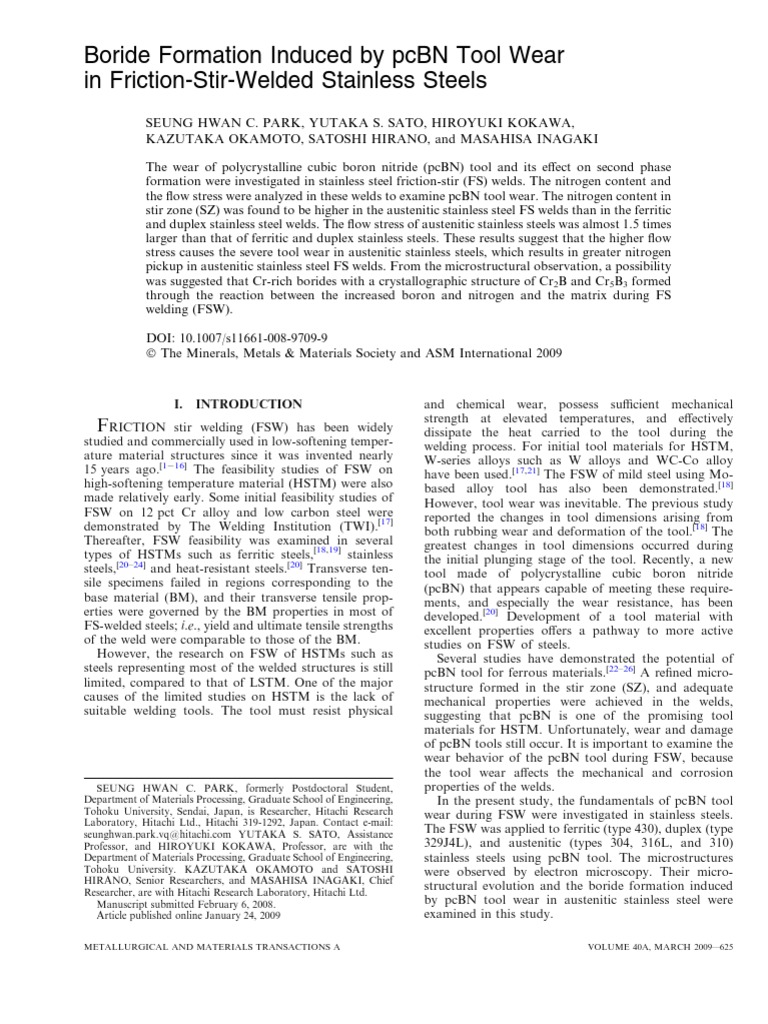 Boride Formation Induced by PCBN Tool Wear | PDF | Stainless Steel | Steel