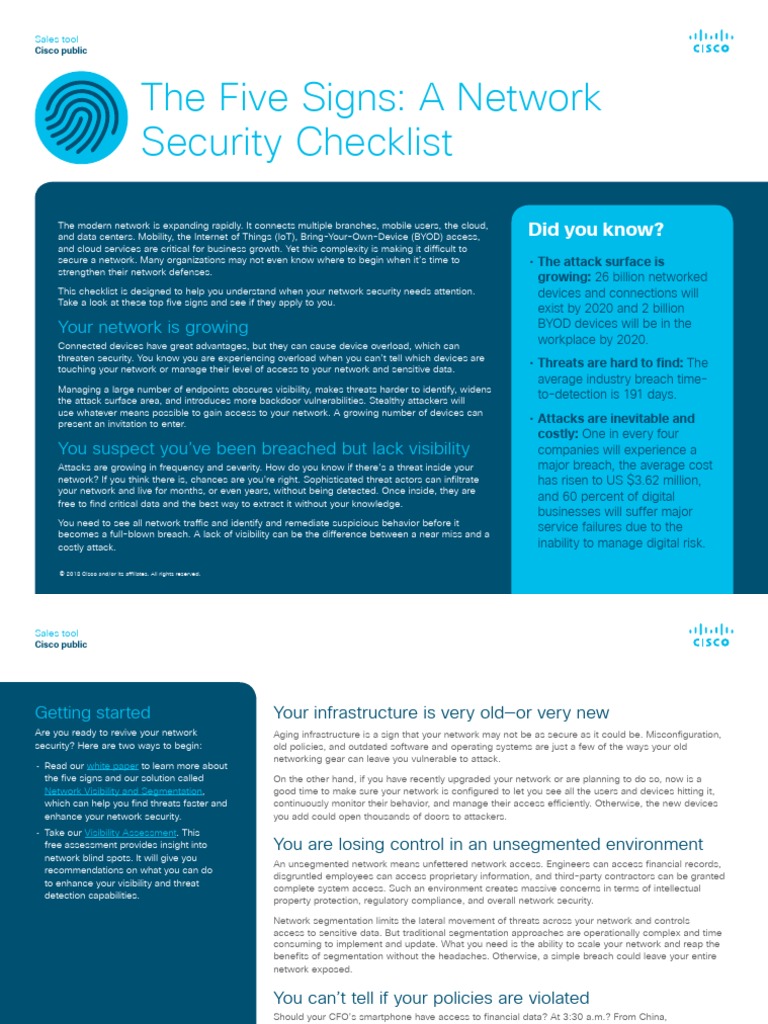 Network Sec Checklist | PDF | Computer Network | Telecommunications
