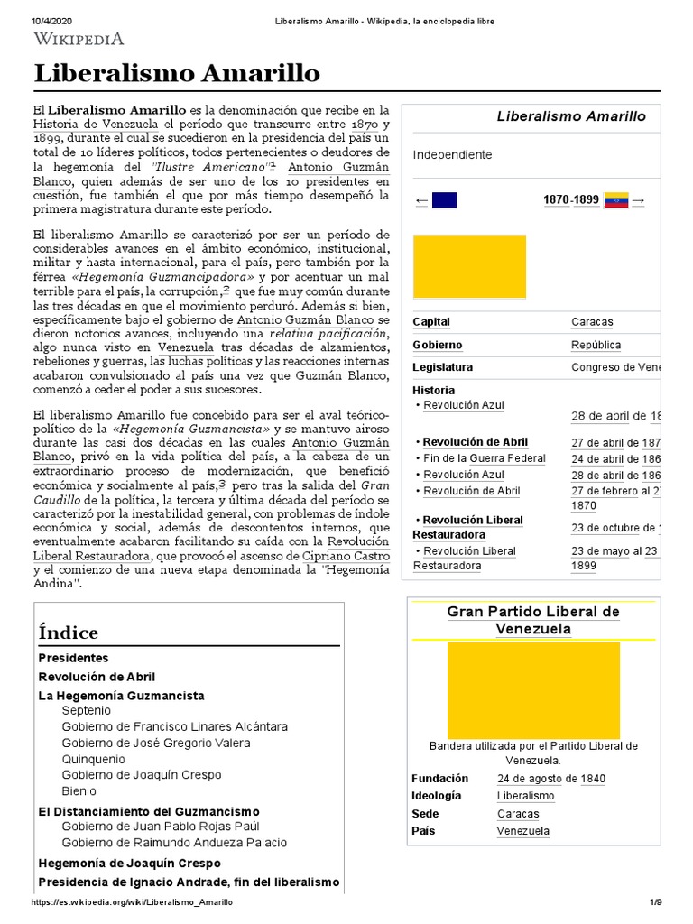 Liberalismo Amarillo - Wikipedia, La Enciclopedia Libre | PDF ...