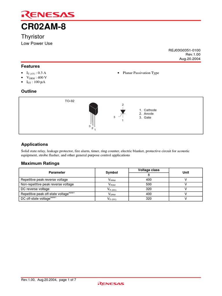 Cr02am-8 (To-92) | PDF | Physics | Electricity