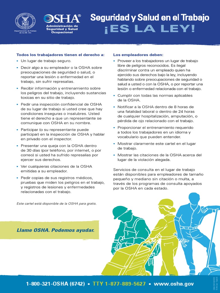 OSHA 3167-8514 - Seguridad y Salud en El Trabajo ¡ES LA LEY! | PDF ...