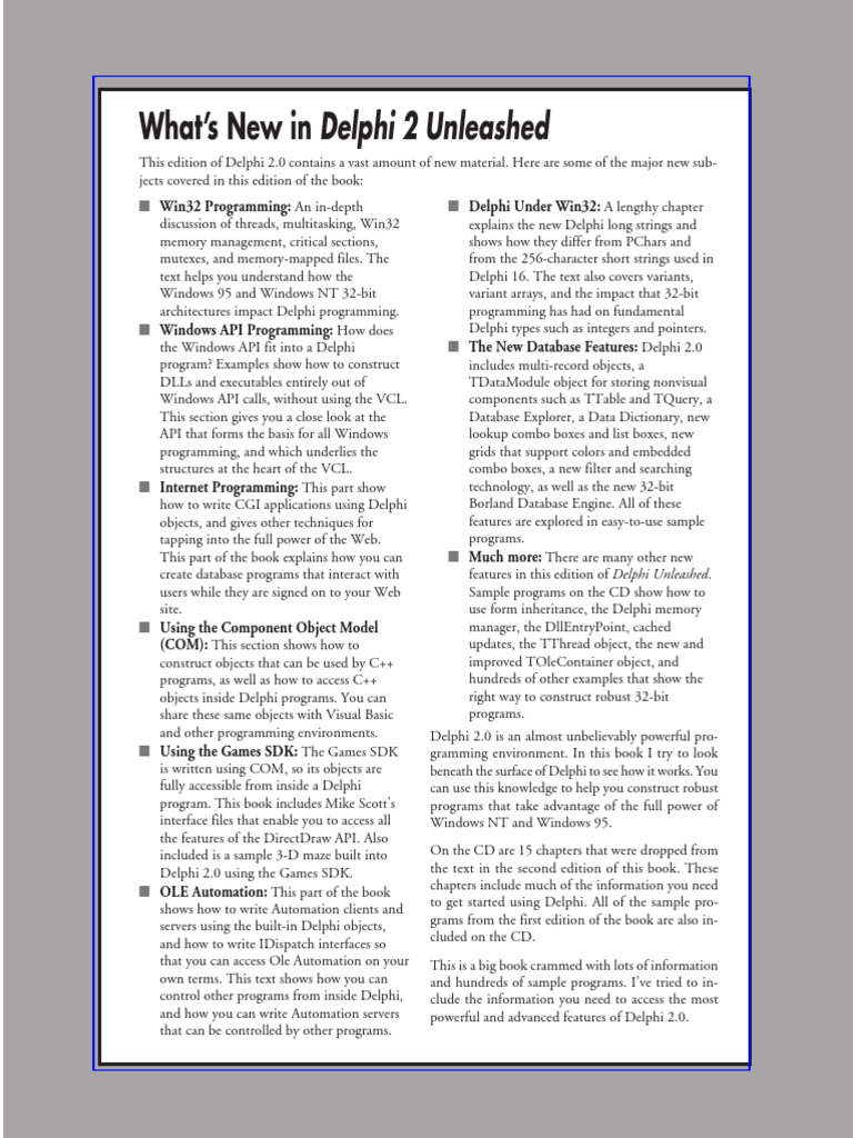 Delphi 2 Unleashed Pdf Pdf Pointer Computer Programming Component Object Model