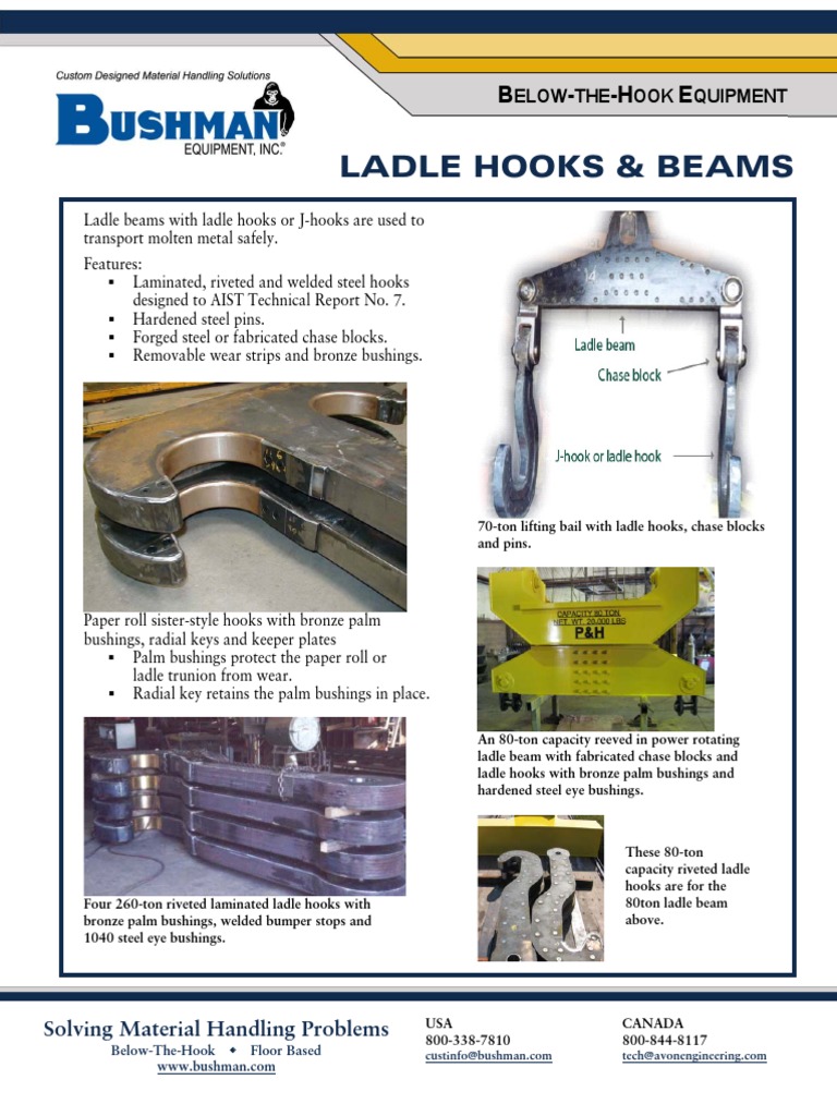 Bushman Ladle Hooks Beams Brochure PDF | PDF | Rivet | Welding