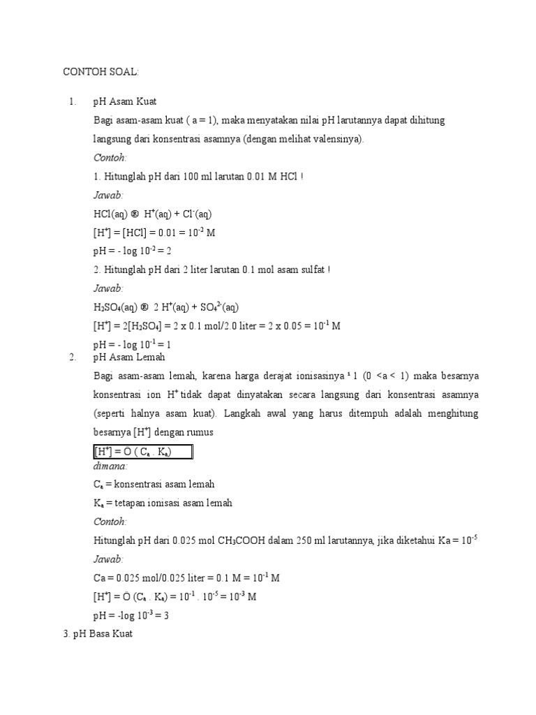 CONTOH SOAL Kesetimbangan Asam Basa | PDF