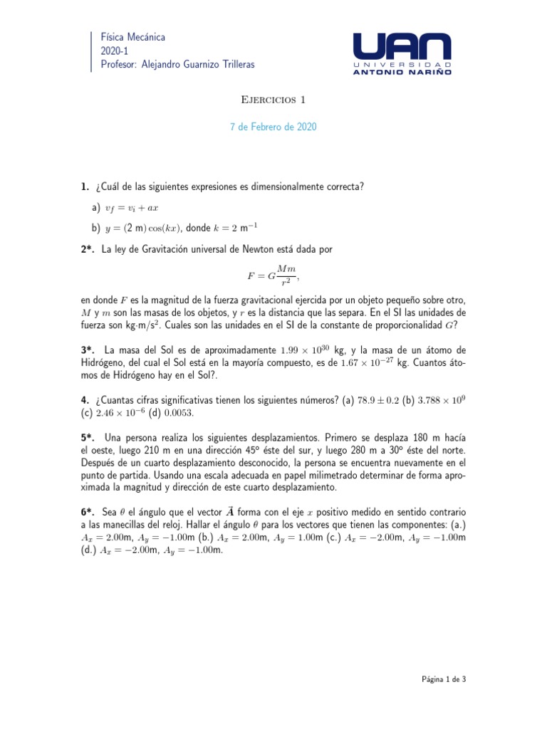 Mecanica Ejer 1 | PDF | Velocidad | Masa