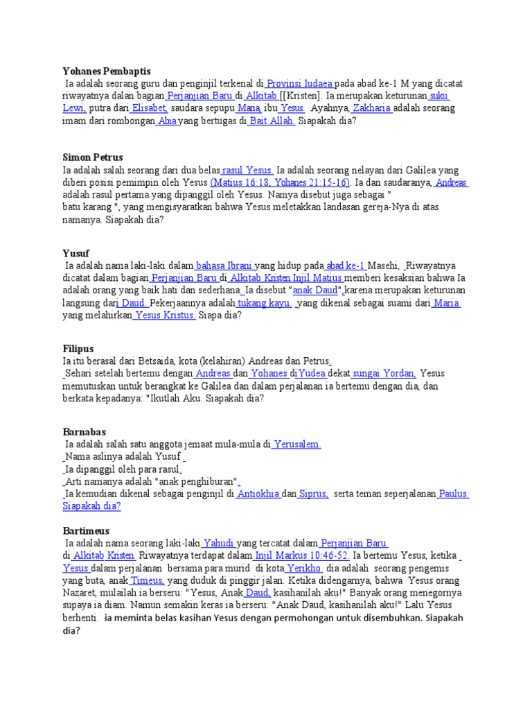 Kuis Tokoh Alkitab | PDF