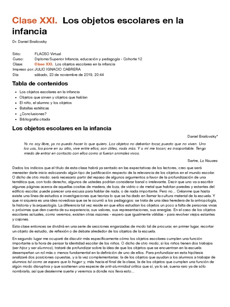 Clase XXI. Los Objetos Escolares en La Infancia | PDF | Diseño | Escuelas