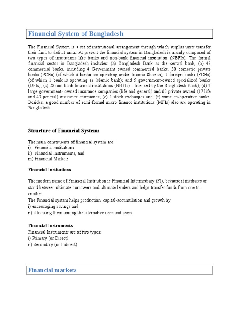 Structure of Financial System | PDF | Financial Markets | Money Market
