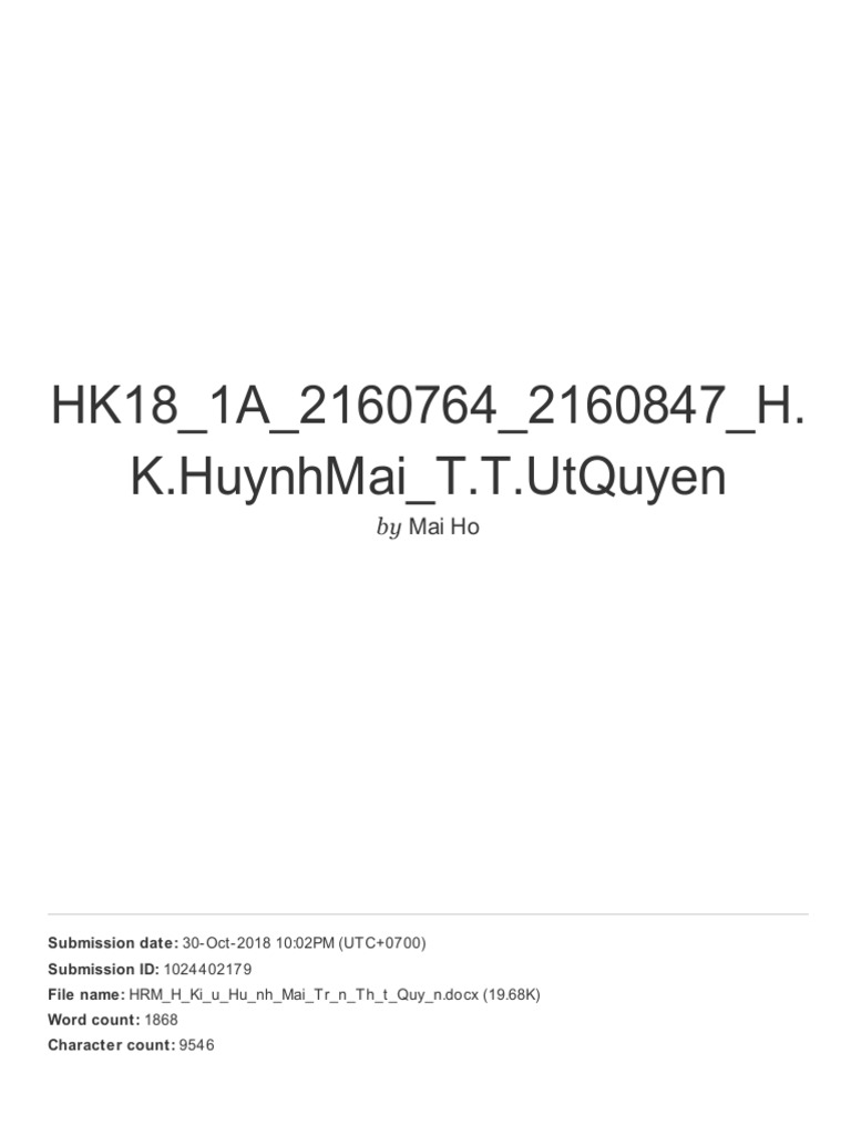 Hk18 - 1A - 2160764 - 2160847 - H. K.Huynhmai - T.T.Utquyen: by Mai Ho | PDF | Law | Science ...
