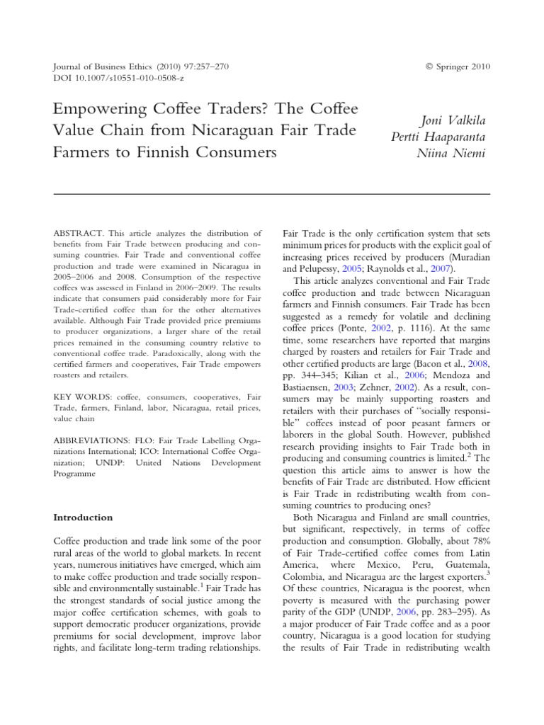 Empowering Coffee Traders? The Coffee Value Chain From Nicaraguan Fair ...