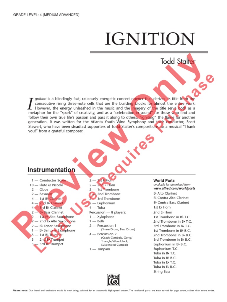 Ignition Todd Stalter SCORE PDF | PDF | Orchestras | Trombone