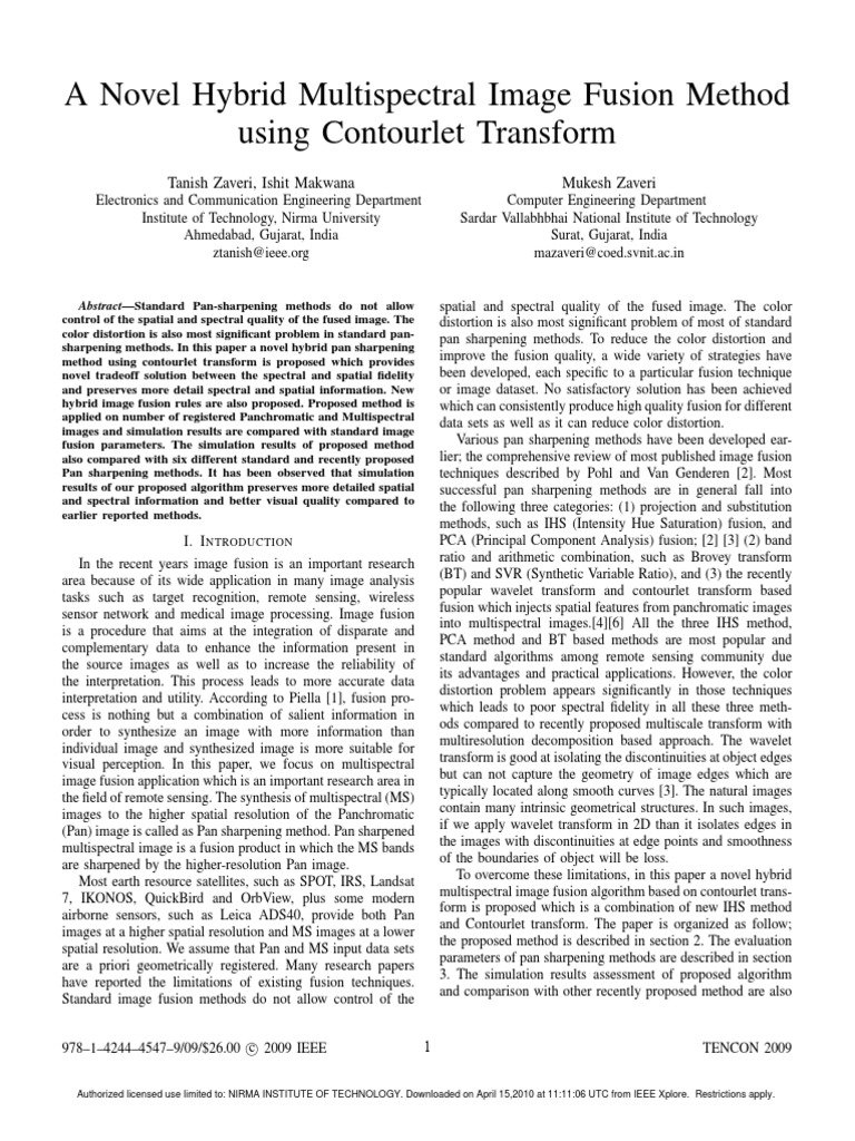 A Novel Hybrid Multi Spectral Image Fusion Method Using Contourlet ...