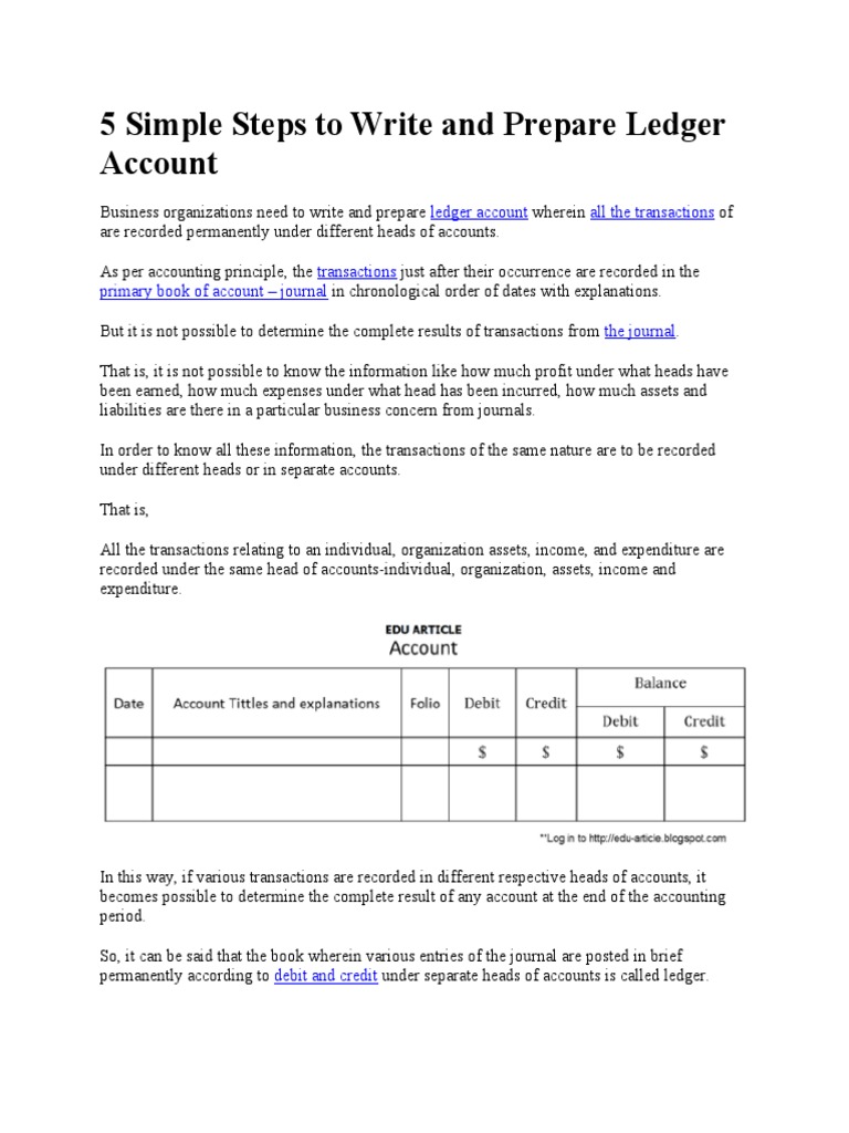 How to Prepare a Ledger Account | PDF | Debits And Credits | Business ...