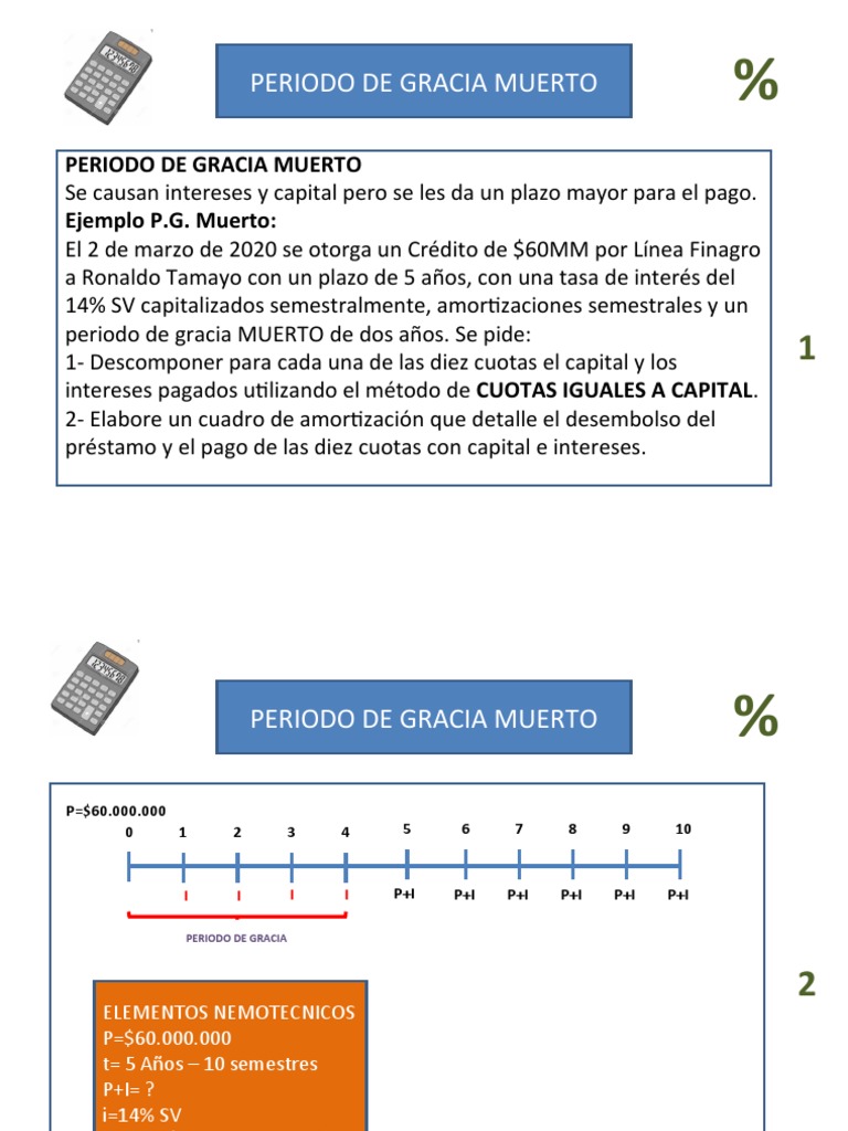 Presentación Periodo de Gracia Muerto | PDF | Amortización (Negocio) | Servicios (economía)