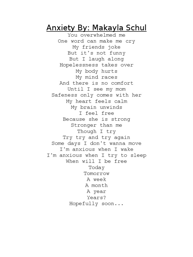 Anxiety Poem | PDF