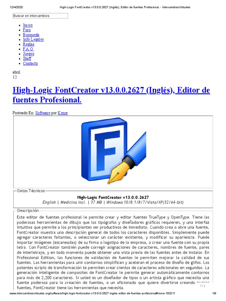 High-Logic FontCreator v13.0.0.2627 (Inglés), Editor de Fuentes ...
