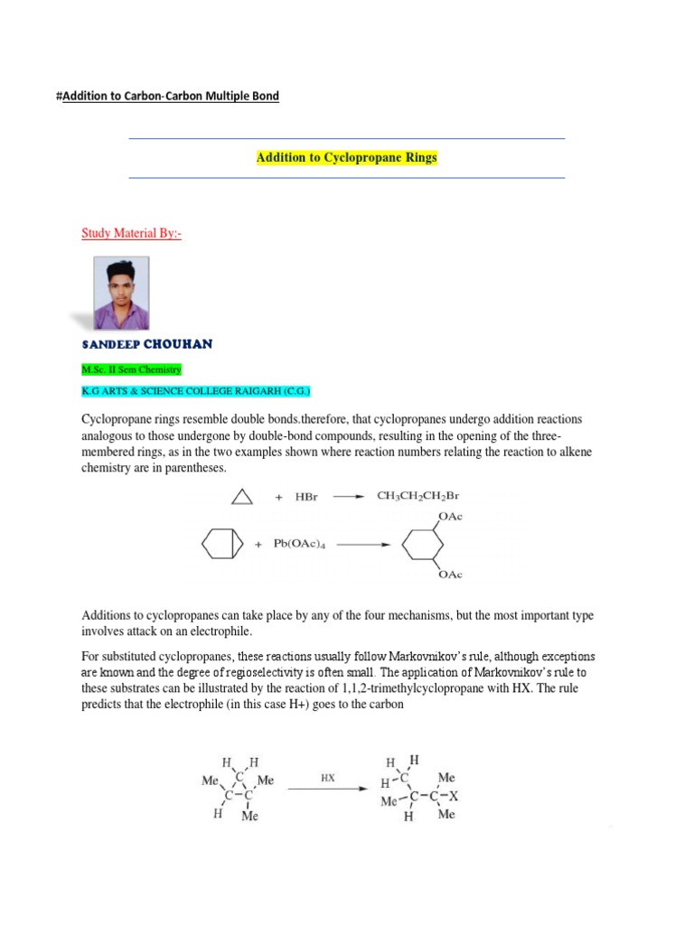 Addition To Cyclopropane Rings | PDF