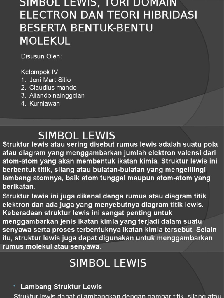 Simbol Lewis, Teori Domain Electron & Teori Hibridisasi Dan Bentuk2 ...
