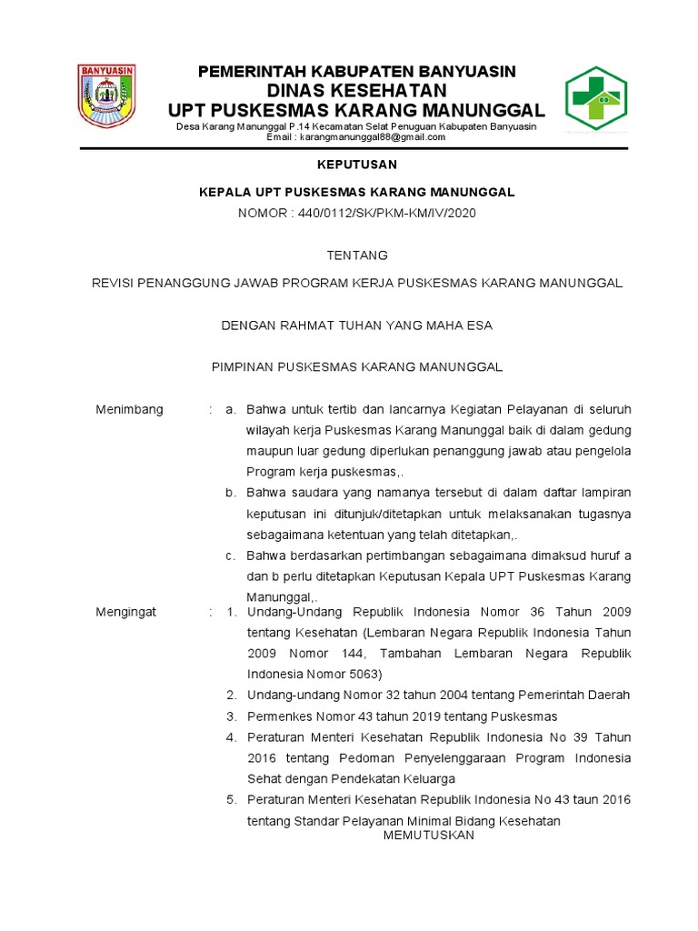 SK Revisi Pengelola Program April 2020 | PDF | Sains & Matematika