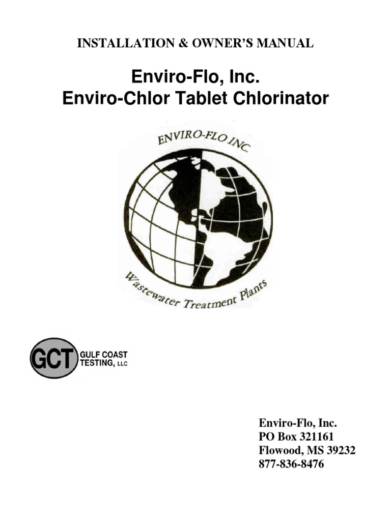 Enviro-Chlor Tablet Chlorinator Manual | PDF | Flow Measurement ...