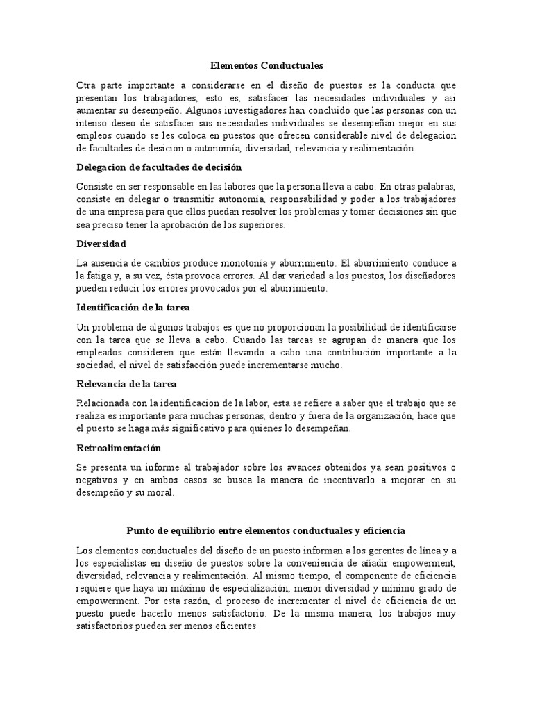 Elementos Conductuales | PDF | Realimentación | Comportamiento